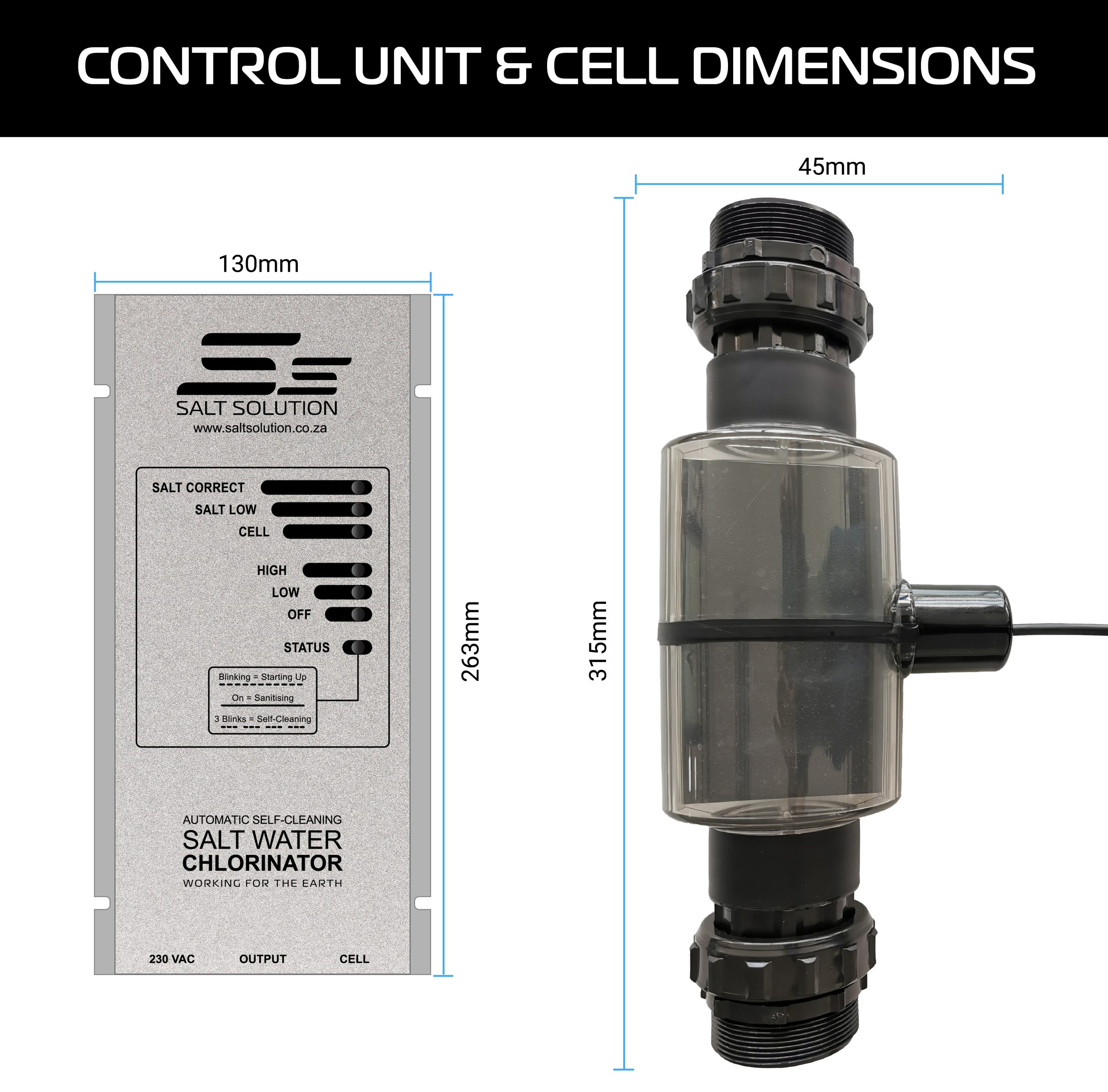 Salt Water Chlorinator SS-100 Complete (>60 000 ltr pool) – Salt Water ...